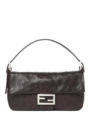 Fendi Baguette® 26424 Dark Brown Ostrich Leather Bag [brown]